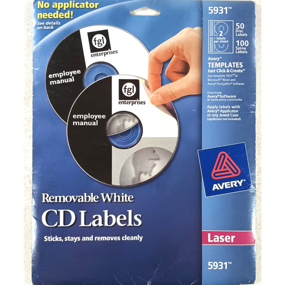 Avery | Office | Avery Cd Labels 5 Disc Labels And 00 Spine Labels 5931 ...